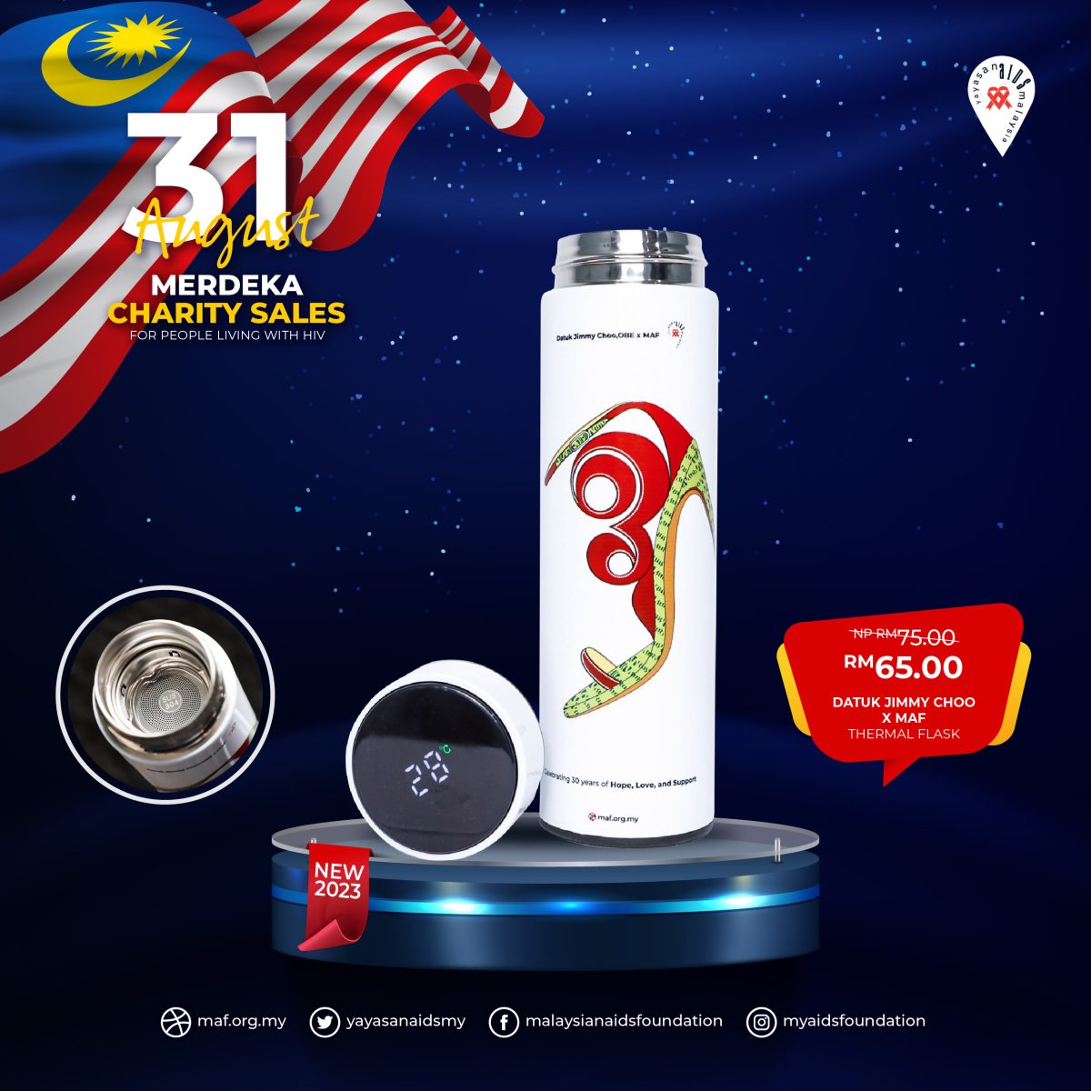 Smart LED Thermos – Datuk Jimmy Choo X 30th MAF – Malaysian AIDS Foundation